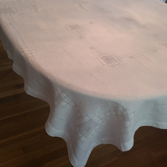 Vintage | Dining | Vintage Art Deco Cutwork Linen Square Table Cloth ...